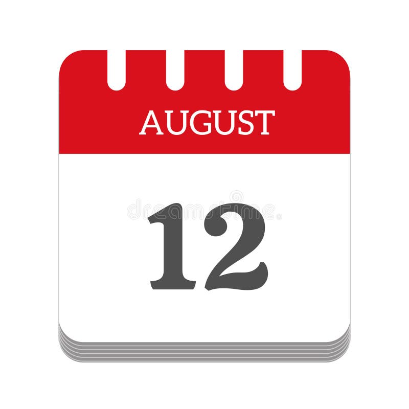 August 12 Calendar Flat Icon Stock Illustration - Illustration of ...
