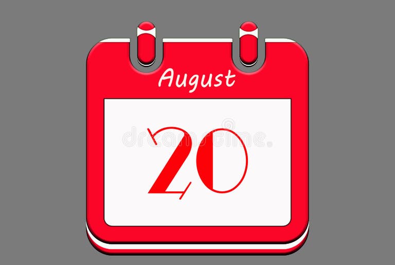 20 August Calendar, on Gray Background Stock Illustration ...