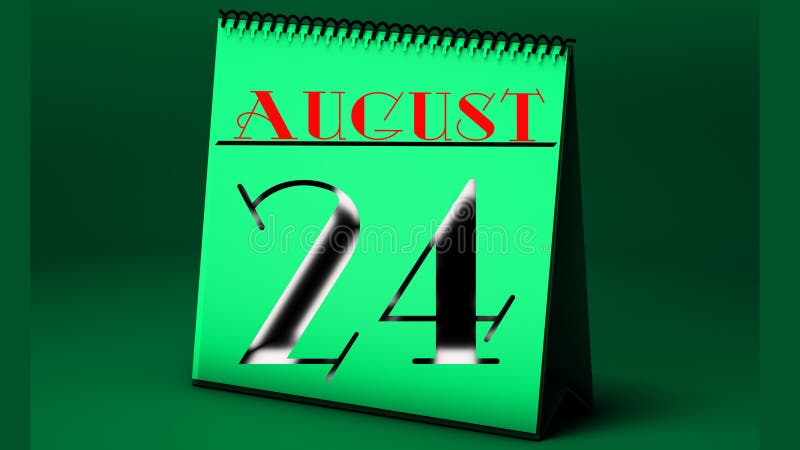24 August Calendar, on Green Background Stock Illustration ...