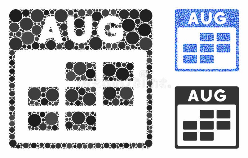 August Calendar Grid Composition Icon of Circles Stock Illustration ...