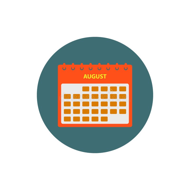 August Calendar Icon. stock vector. Illustration of silhouette - 183197108