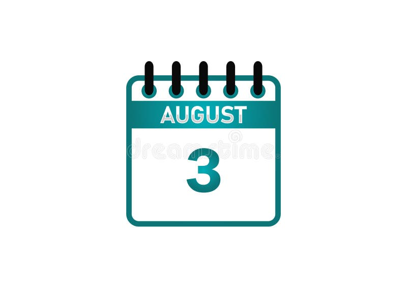 August 3 Calendar Icon stock vector. Illustration of monthly - 369239981