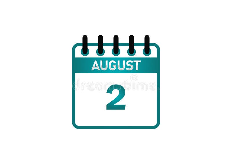 August 2 Calendar Icon stock vector. Illustration of yearly - 369239978