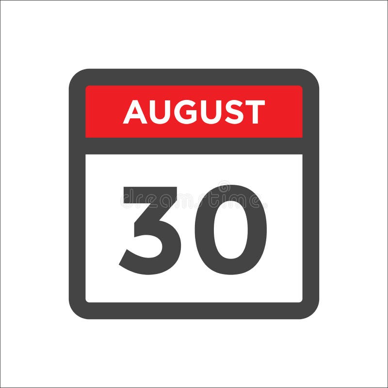 August 30 Calendar Icon with Day of Month Stock Vector - Illustration ...