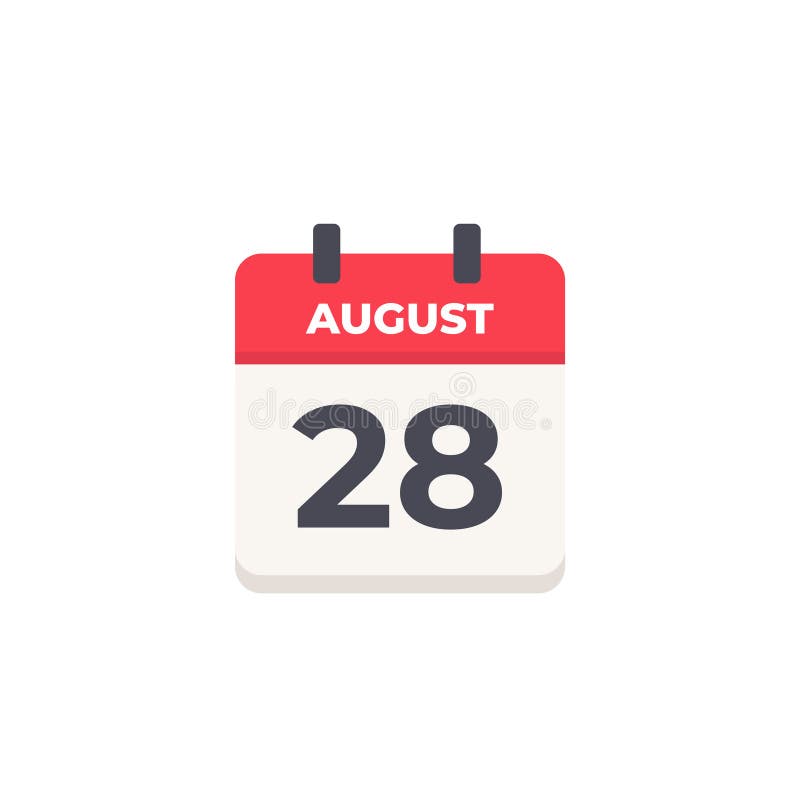 August 28 - daily Calendar Icon in Flat Design Style Stock Illustration ...