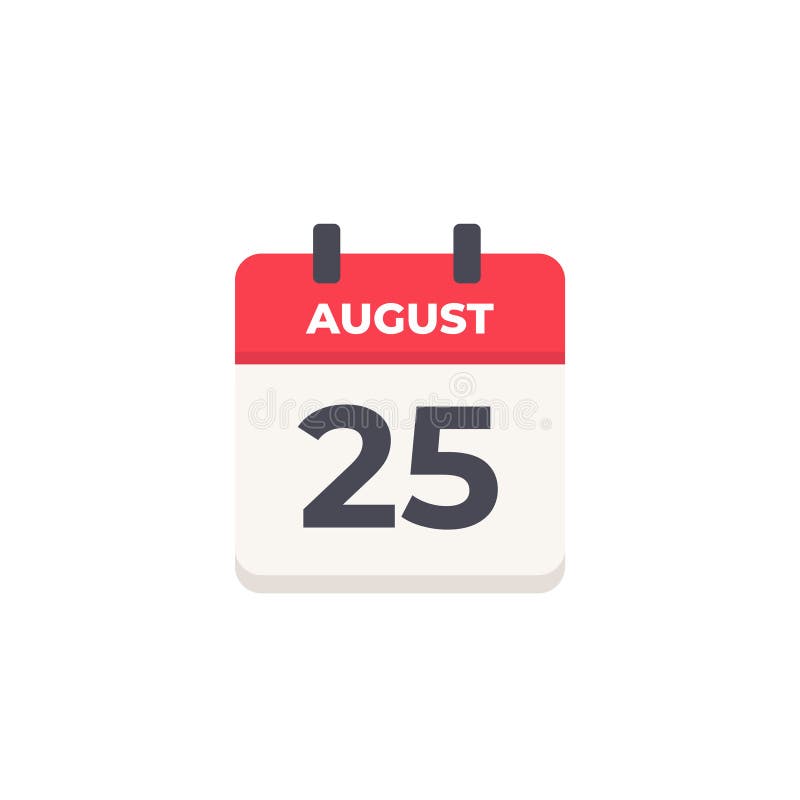 August 25 - daily Calendar Icon in Flat Design Style Stock Illustration ...