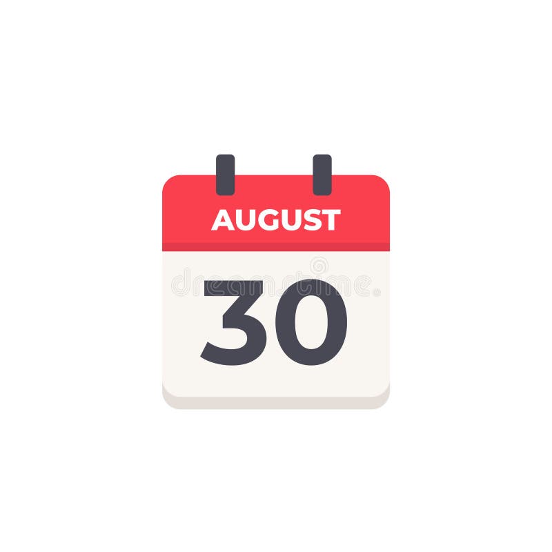 August 30 - daily Calendar Icon in Flat Design Style Stock Illustration ...