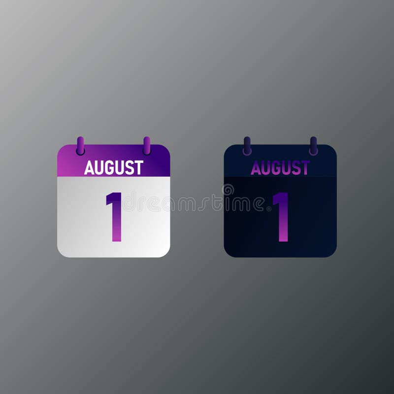August daily Calendar Icon in Flat Design Style. Stock Vector ...