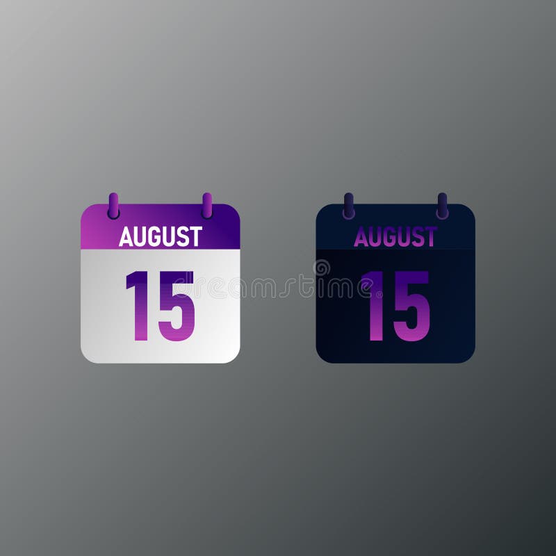 August daily Calendar Icon in Flat Design Style. Stock Vector ...