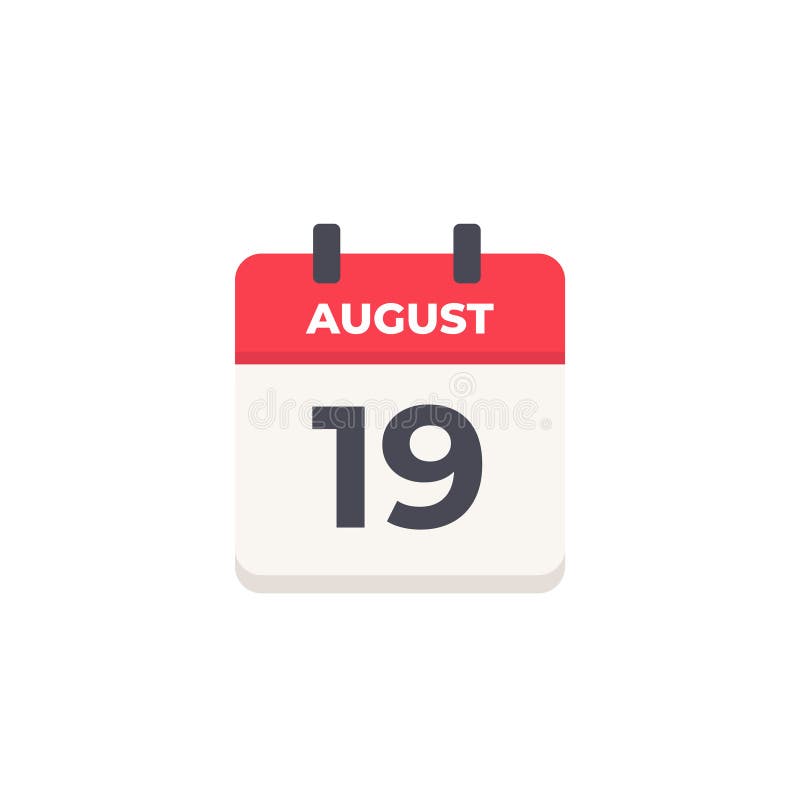August 19- daily Calendar Icon in Flat Design Style Stock Vector ...