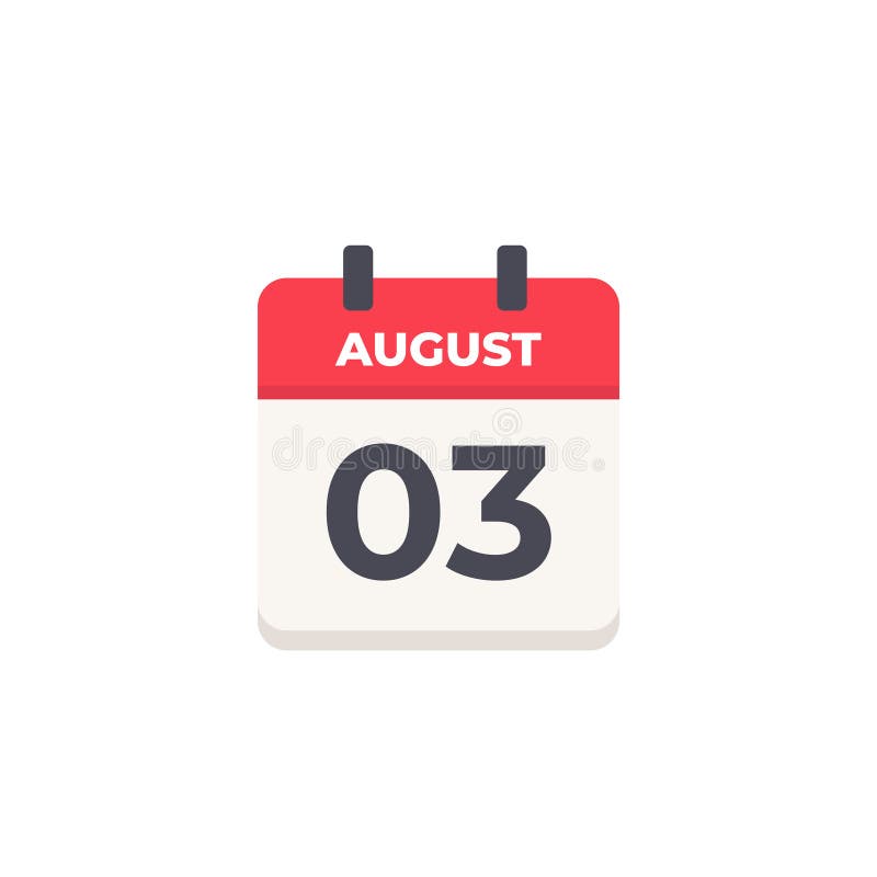03 August - daily Calendar Icon in Flat Design Style Stock Illustration ...