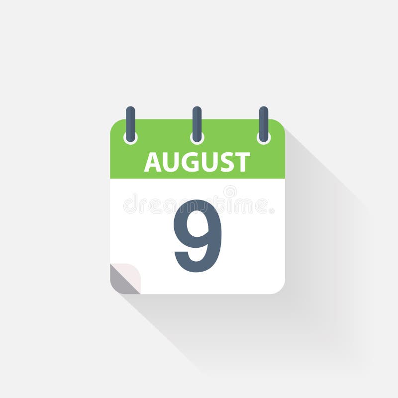 9. August - Calendar Icon - Vector Illustration Stock Vector ...