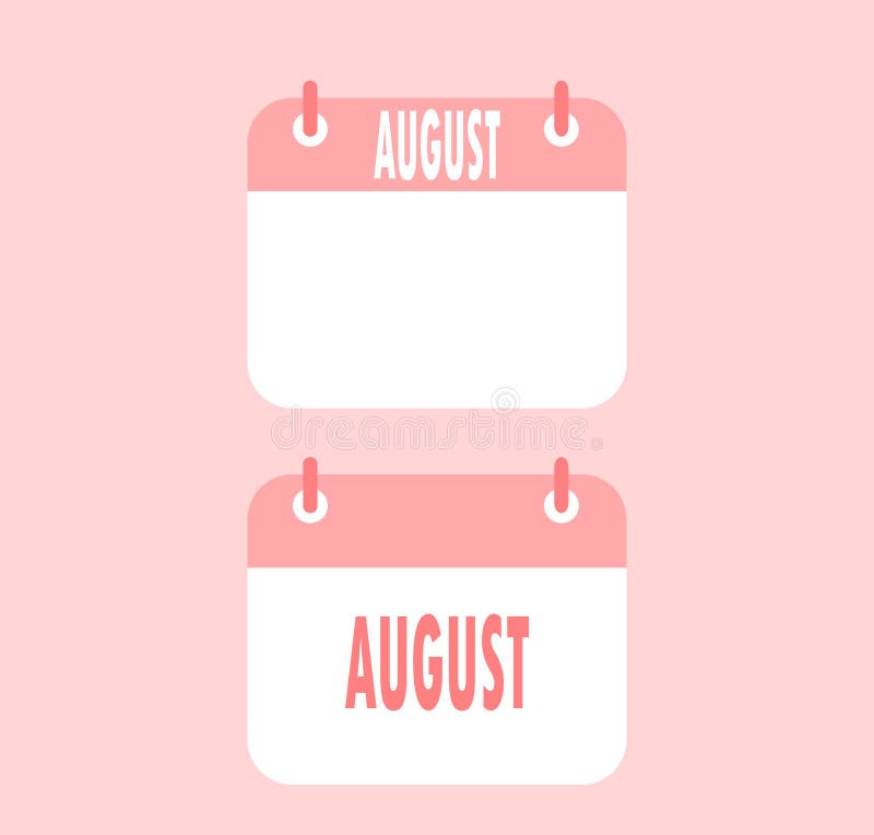 August Calendar Icon on Red Background.Two Flat Style Stock ...