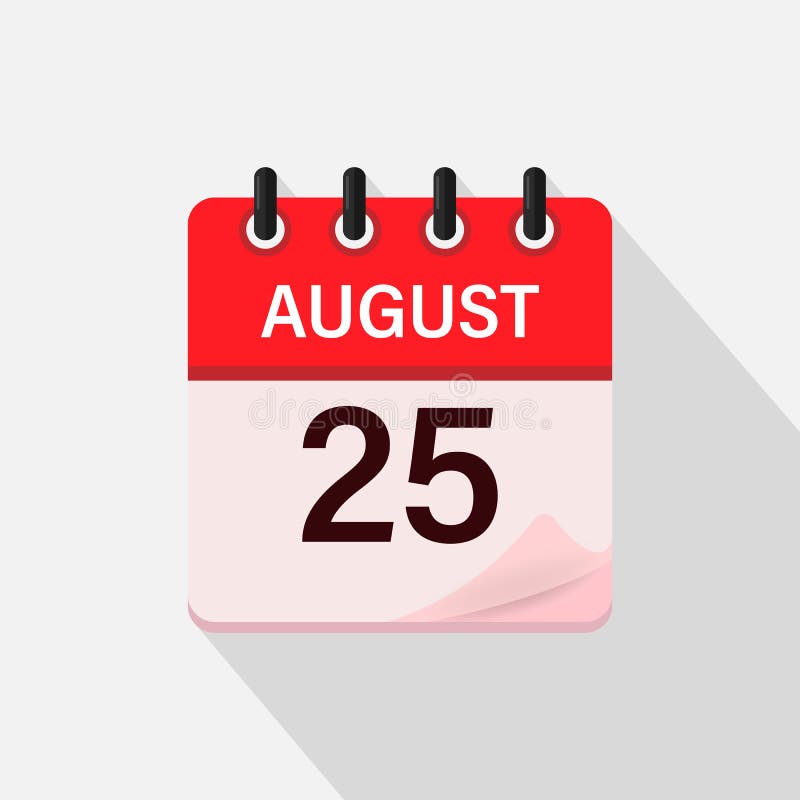 August 25, Calendar Icon with Shadow. Day, Month. Flat Vector ...