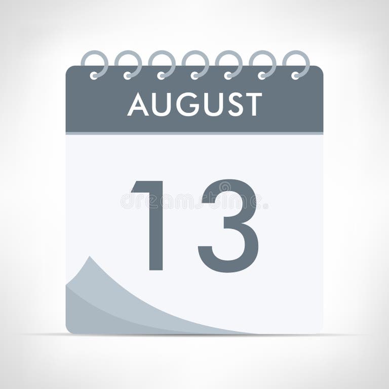 August 13 - Calendar Icon stock vector. Illustration of icon - 217569134