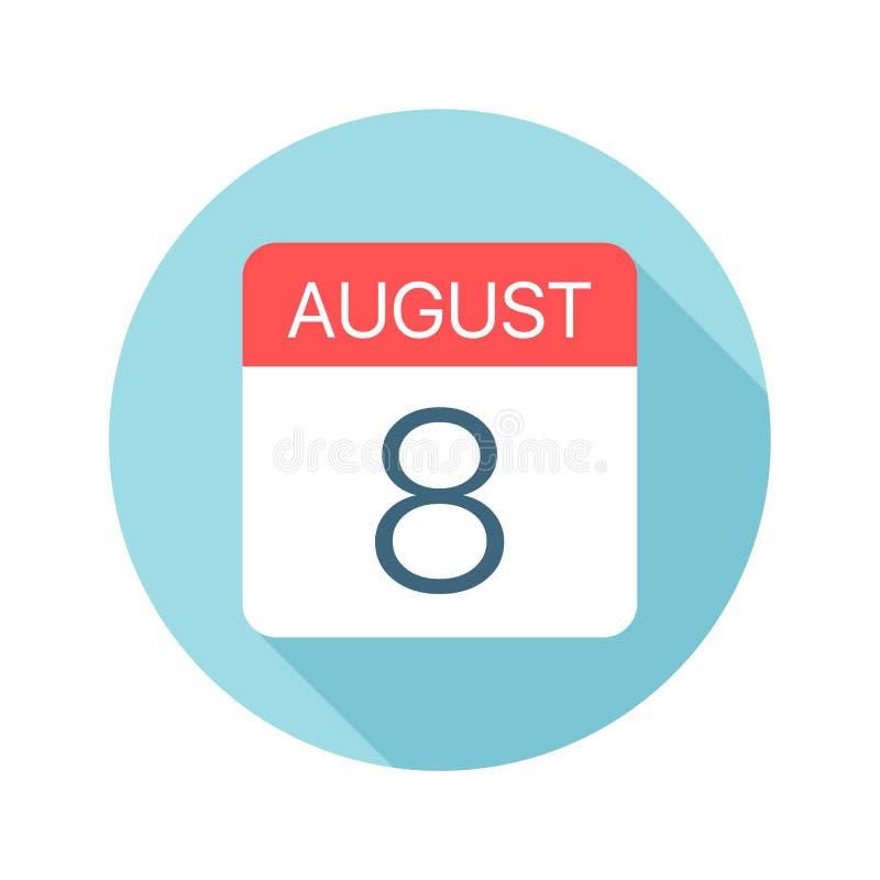August 8 - Calendar Icon. Vector Illustration of One Day of Month Stock ...