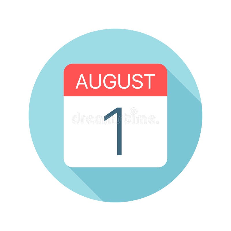 August 1 - Calendar Icon. Vector Illustration of One Day of Month Stock ...