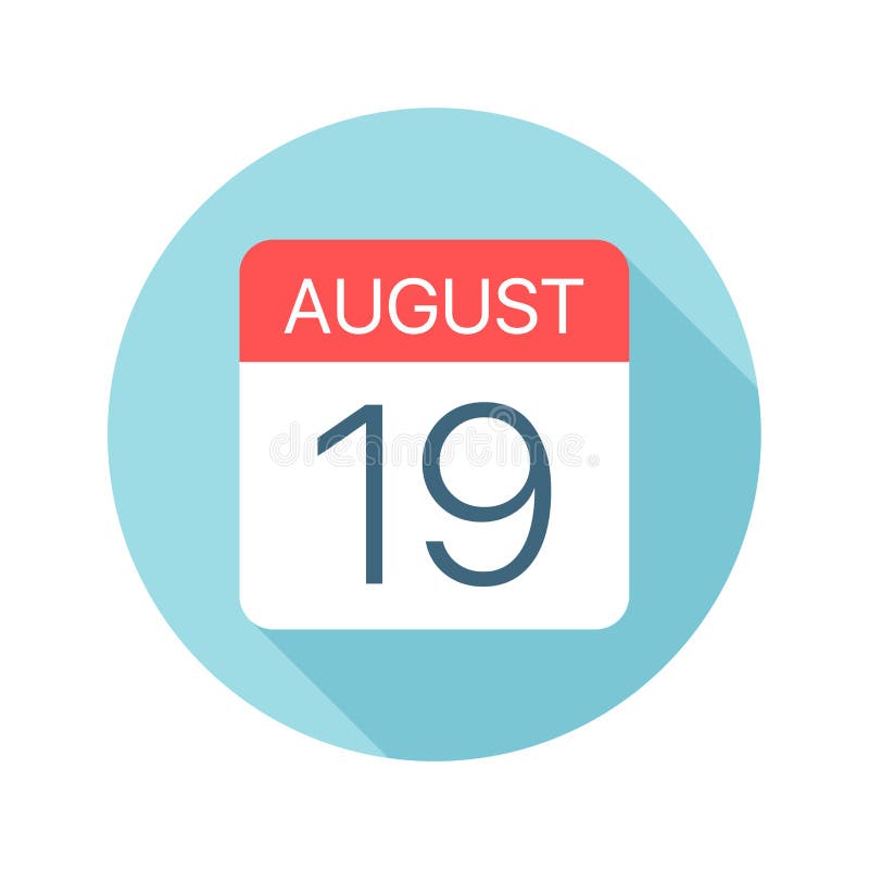 August 19 - Calendar Icon. Vector Illustration of One Day of Month ...