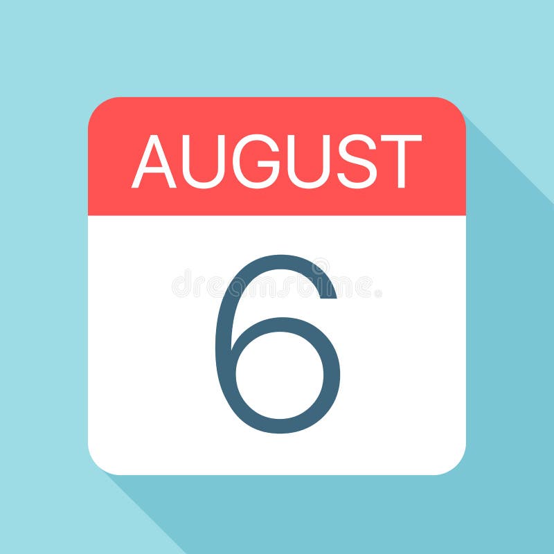 August 6 - Calendar Icon. Vector Illustration of One Day of Month Stock ...