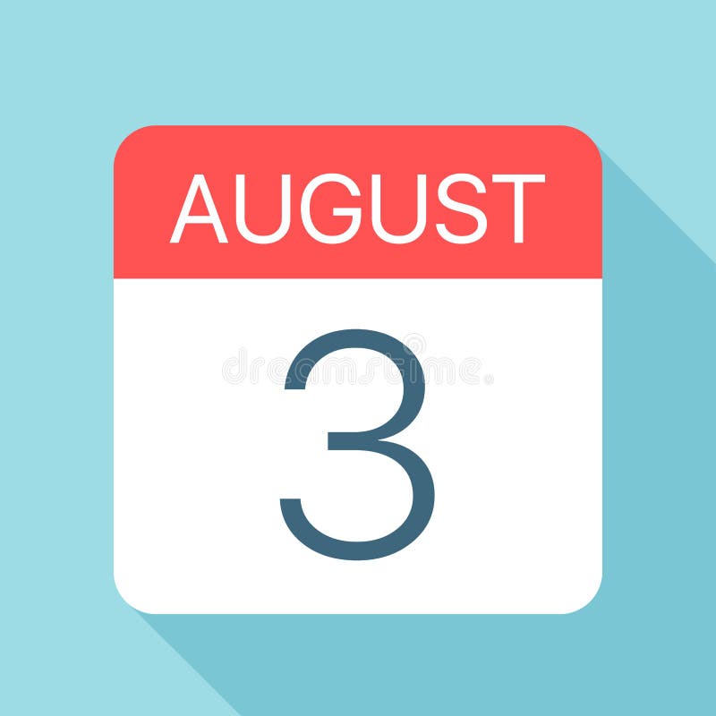 August 3 - Calendar Icon. Vector Illustration of One Day of Month Stock ...