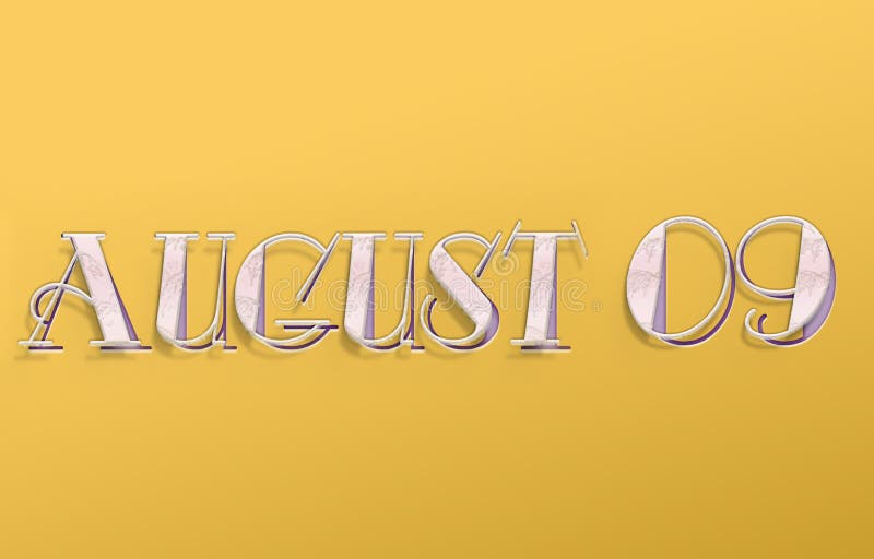 09 August, Calendar Icon. on Yellow Background Stock Illustration ...