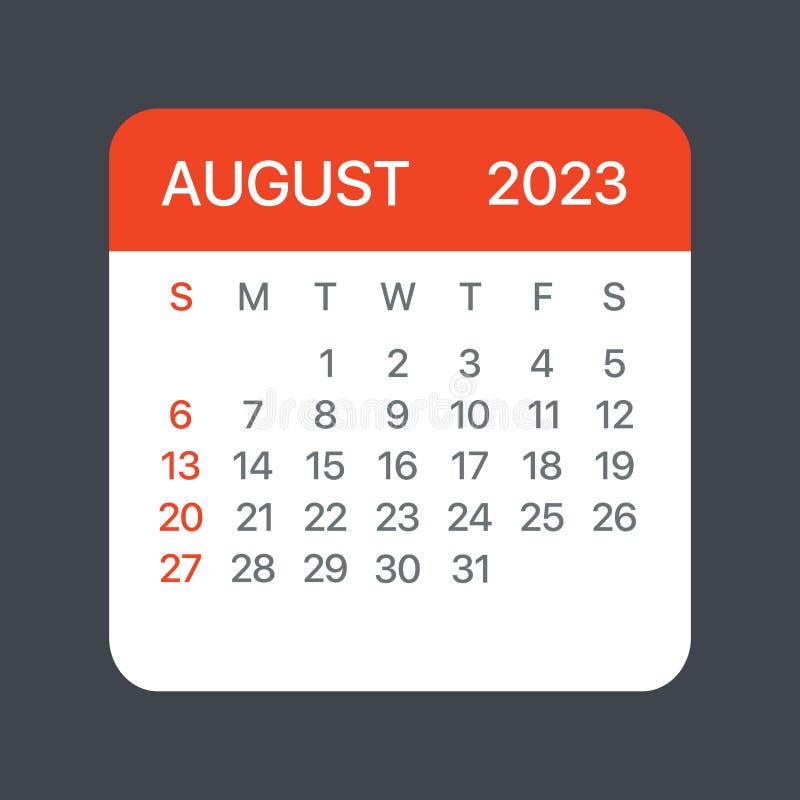 August 2023 Calendar Leaf - Vector Template Graphic Illustration Stock ...