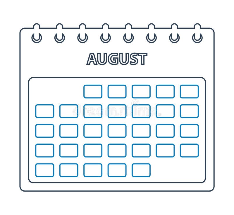 August Calendar line Icon. stock vector. Illustration of event - 180560982