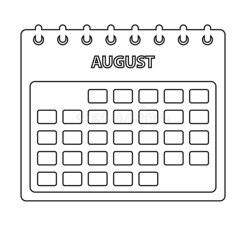 August Calendar Icon. stock vector. Illustration of silhouette - 183197108