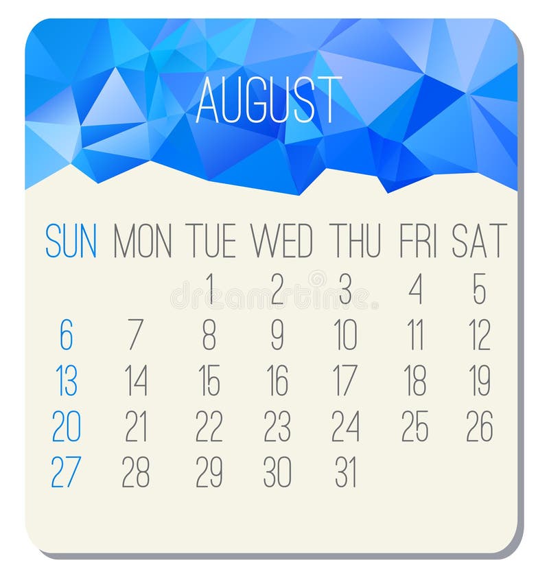 August 2017 calendar stock vector. Illustration of planner - 95165636