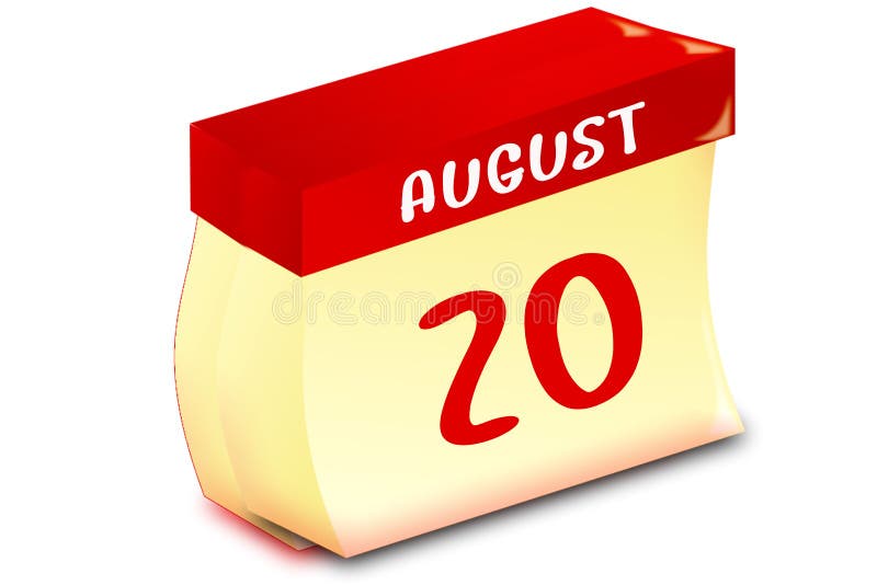 20 August Calendar, on White Background Stock Illustration ...