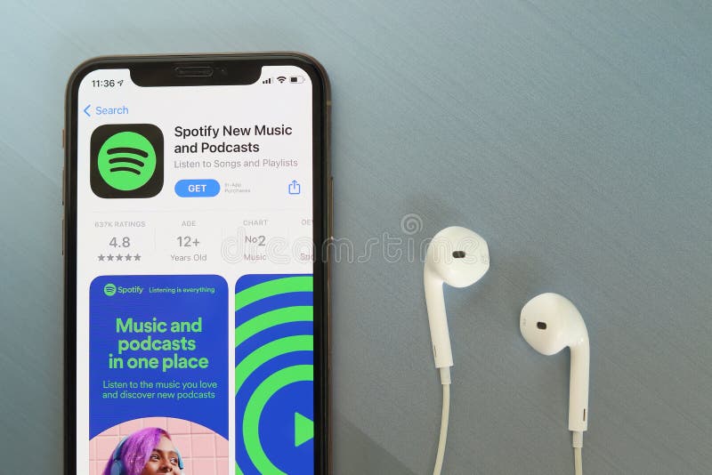 Spotify Application on Smartphone Screen Editorial Image - Image of ...