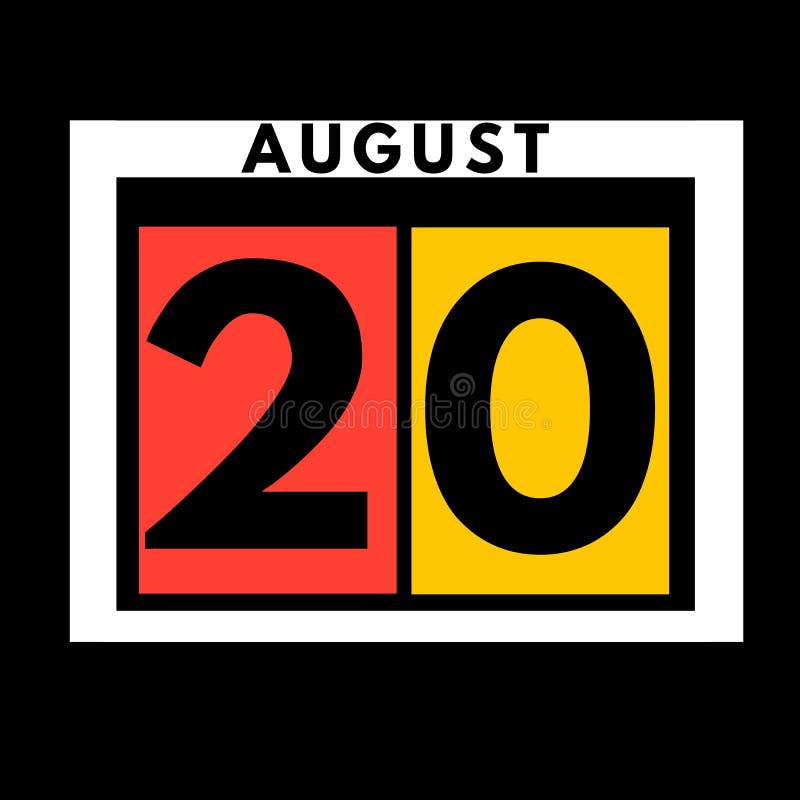 August 20 . Colored Flat daily Calendar Icon .date ,day, Month ...