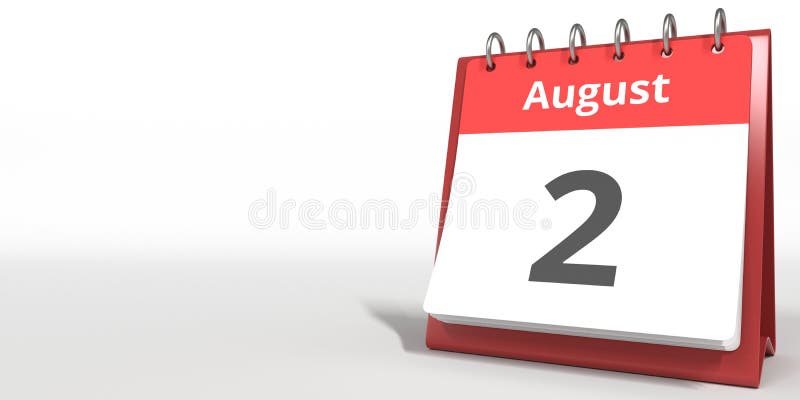 August 2 Date on the Flip Calendar Page, 3d Rendering Stock ...