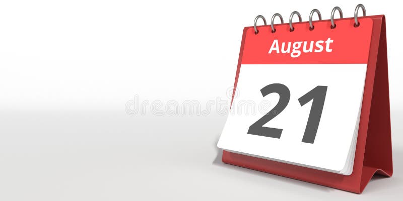 August 21 Date on the Flip Calendar Page, 3d Rendering Stock ...