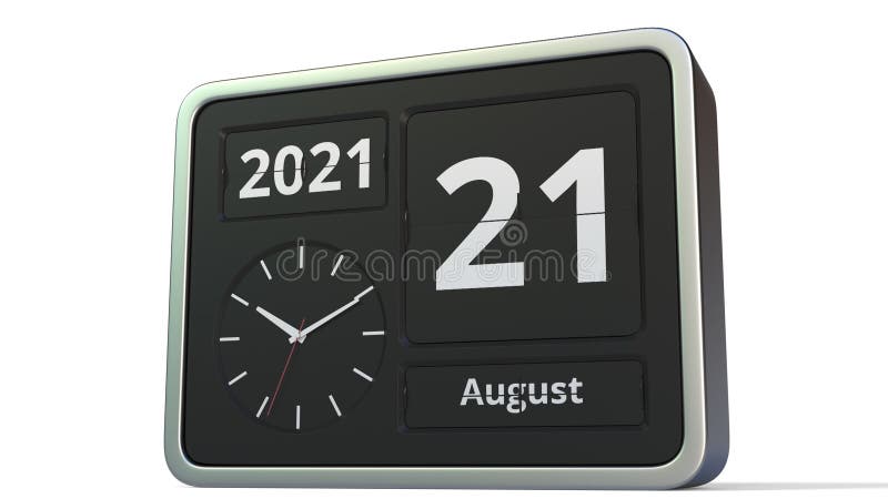 August 21 Date on the Flip Clock Calendar, 3d Animation Stock Video ...