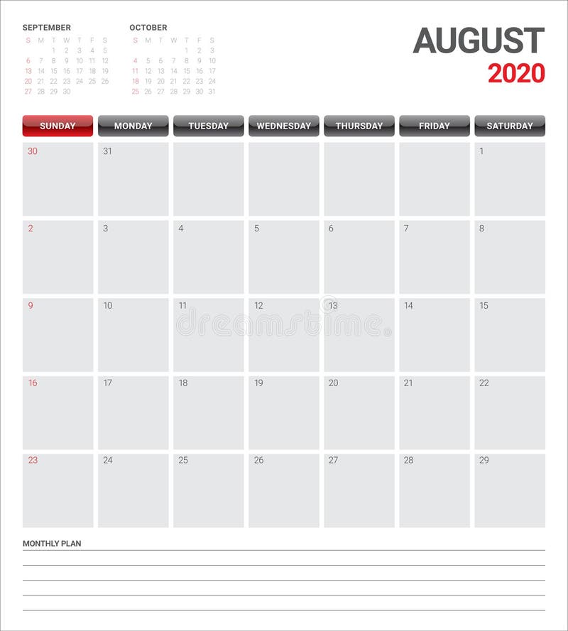 August 2020 Desk Calendar Vector Illustration Stock Vector ...
