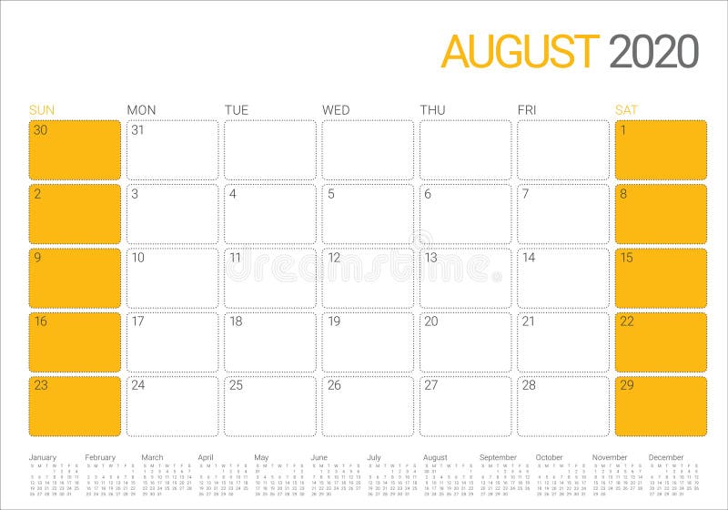 August 2020 Desk Calendar Vector Illustration Stock Vector ...