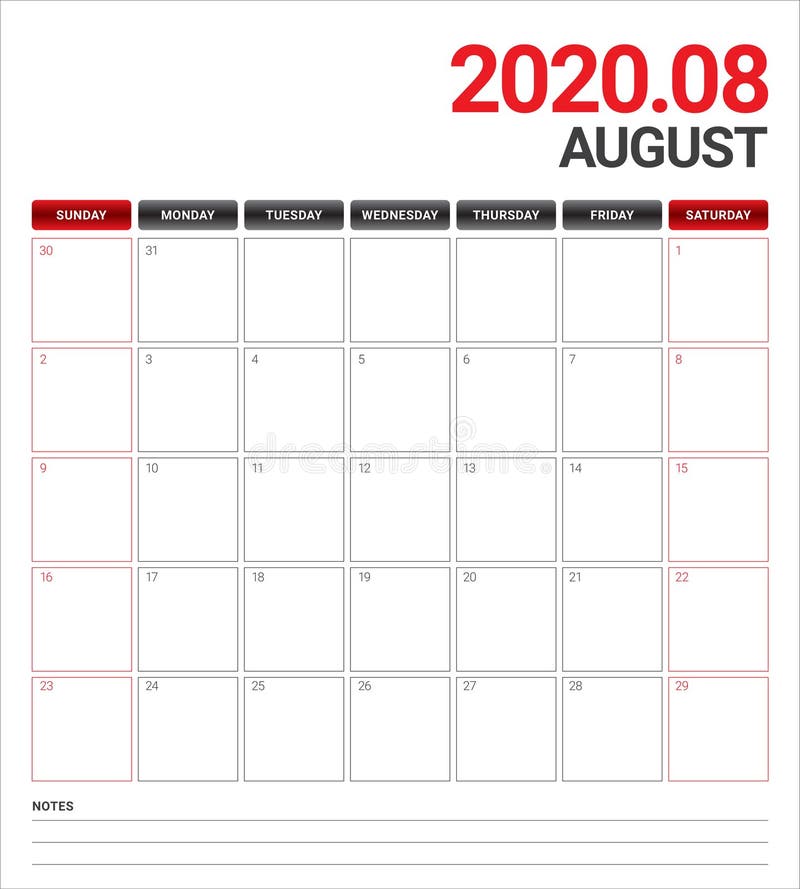 August 2020 Desk Calendar Vector Illustration Stock Vector ...