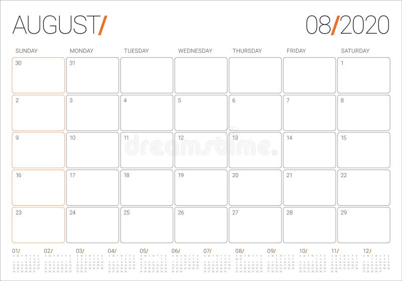August 2020 Desk Calendar Vector Illustration Stock Vector ...