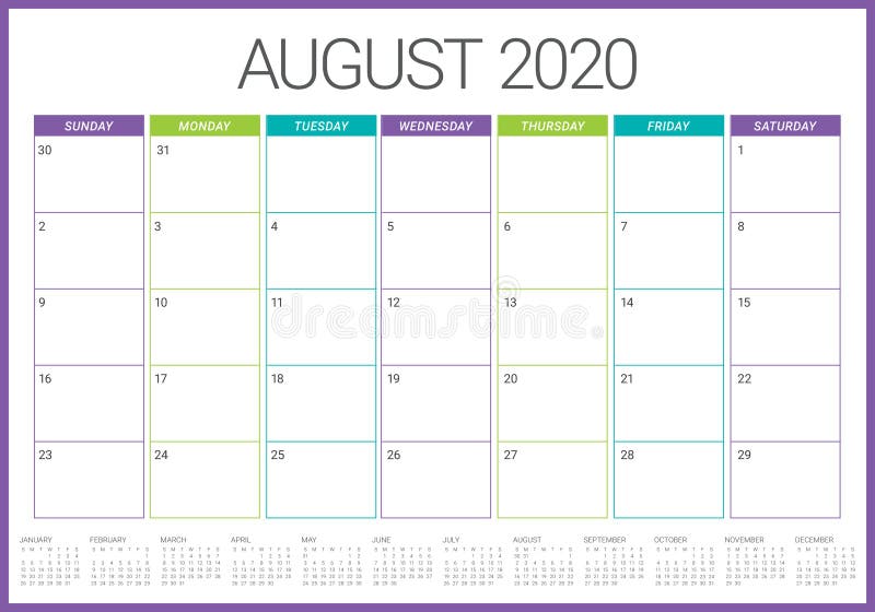 August 2020 Desk Calendar Vector Illustration Stock Vector ...
