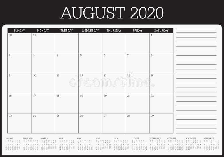 August 2020 Desk Calendar Vector Illustration Stock Vector ...
