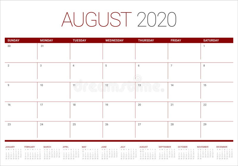 August 2020 Desk Calendar Vector Illustration Stock Vector ...