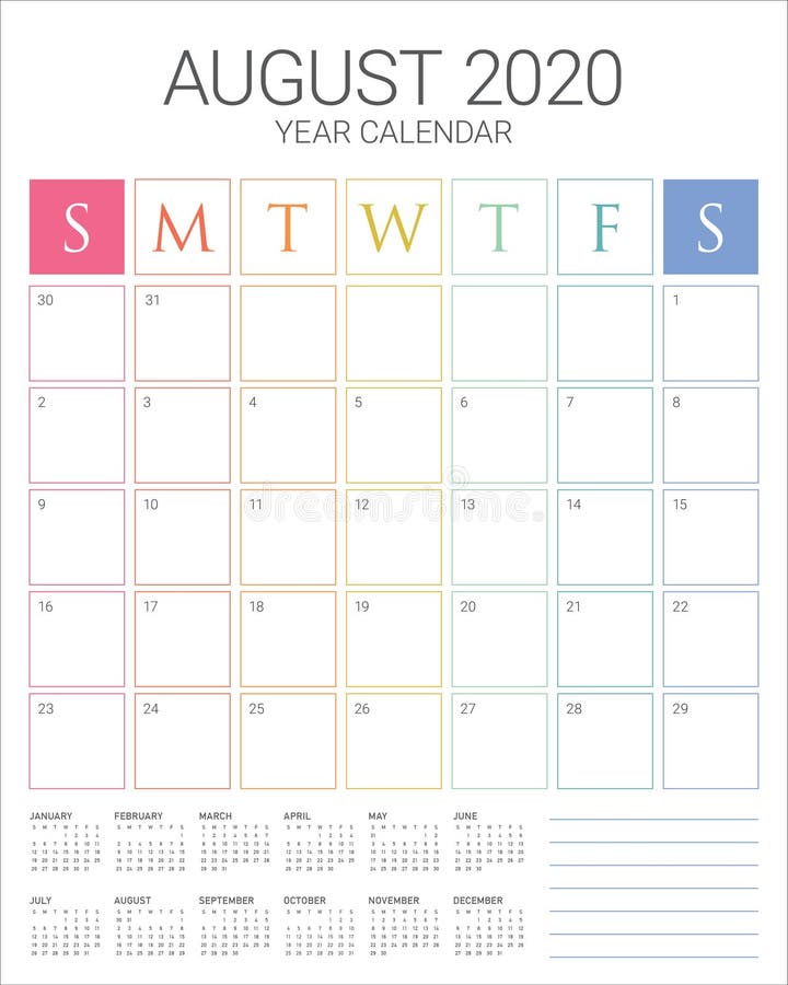 August 2020 Desk Calendar Vector Illustration Stock Vector ...
