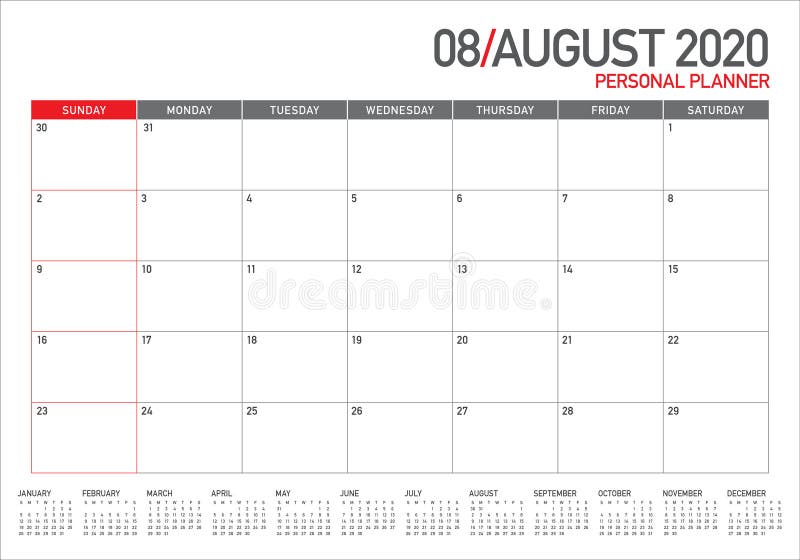 August 2020 Desk Calendar Vector Illustration Stock Vector ...