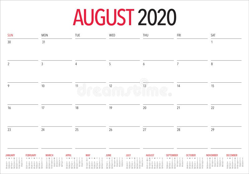August 2020 Desk Calendar Vector Illustration Stock Vector ...