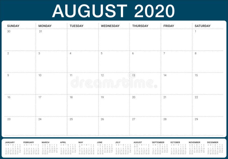August 2020 Desk Calendar Vector Illustration Stock Vector ...