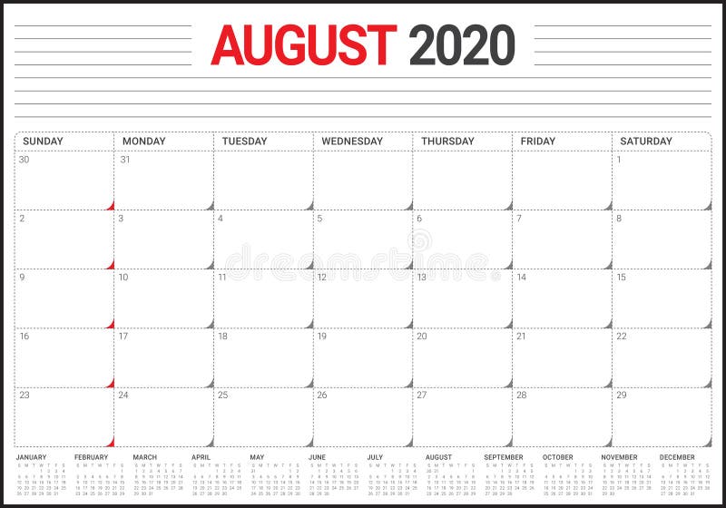 August 2020 Desk Calendar Vector Illustration Stock Vector ...