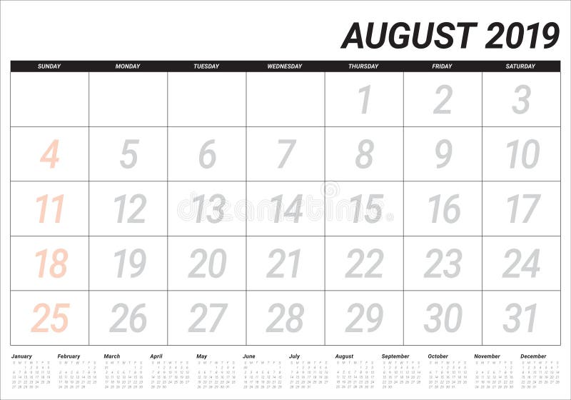 August 2019 Desk Calendar Vector Illustration Stock Vector ... August 2019 Desk Calendar Vector Illustration Stock Vector ...