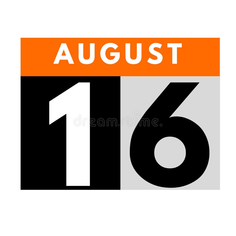 August 16 . Flat daily Calendar Icon .date ,day, Month Stock ...