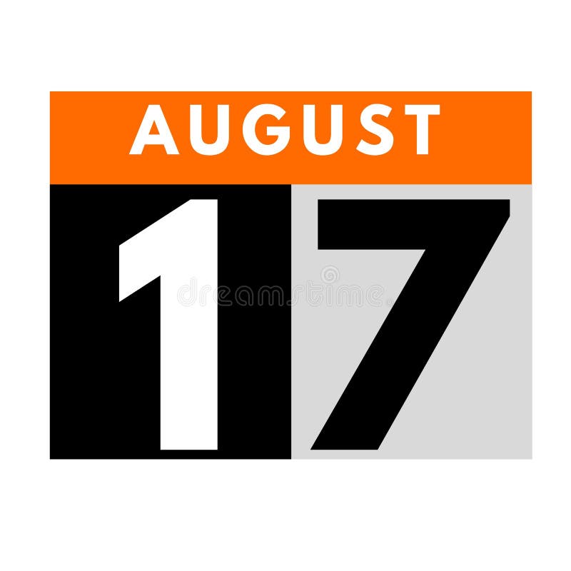 August 17 . Flat daily Calendar Icon .date ,day, Month Stock ...